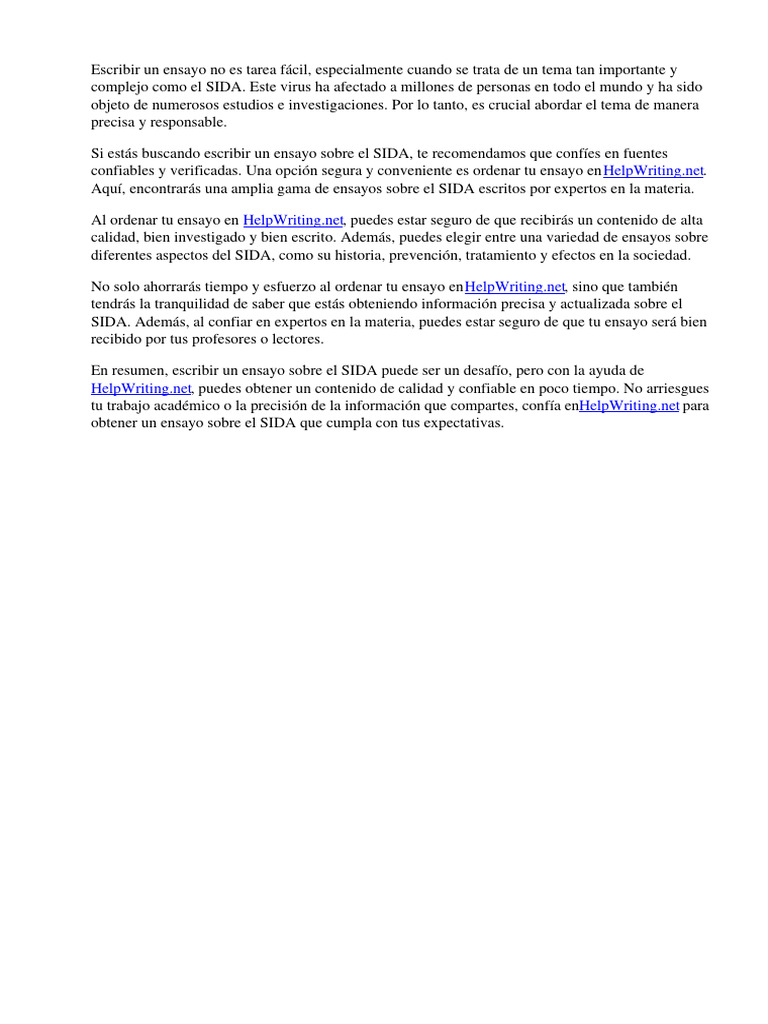 Ensayo Sobre El Sida | PDF | VIH / SIDA | Ensayos