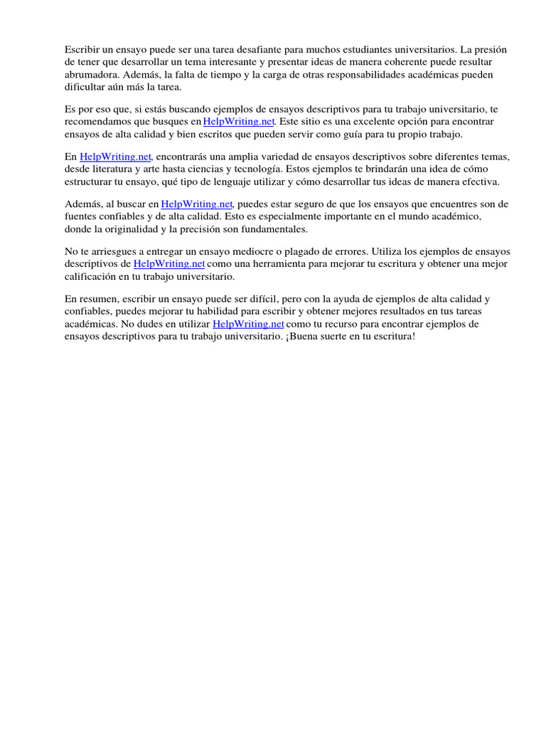 Ejemplos de Ensayos Descriptivos para Universidad | PDF | Ensayos | Comunicación escrita