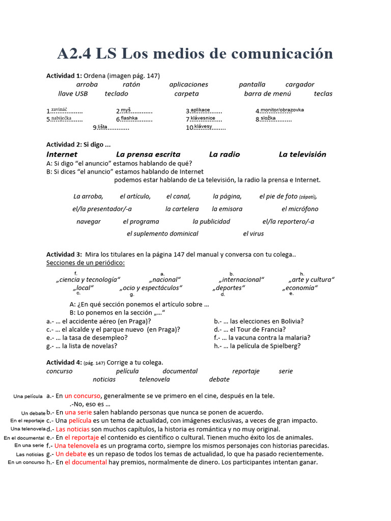 A2.4 LS Los Medios de Comunicación | PDF | Periódicos
