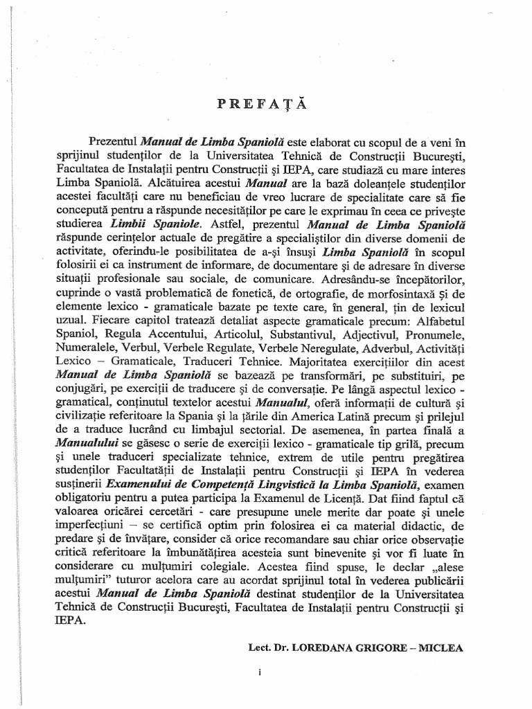 MANUAL Spaniolă MICLEA | PDF