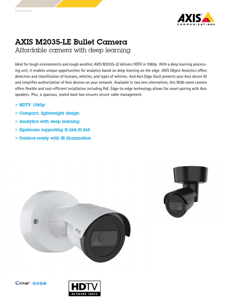 Datasheet Axis m2035 Le Bullet Camera en US 432184 | PDF | Camera | Video