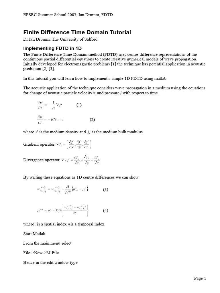 Implementing Fdtd Tutorial Pdf Physics Materials Science