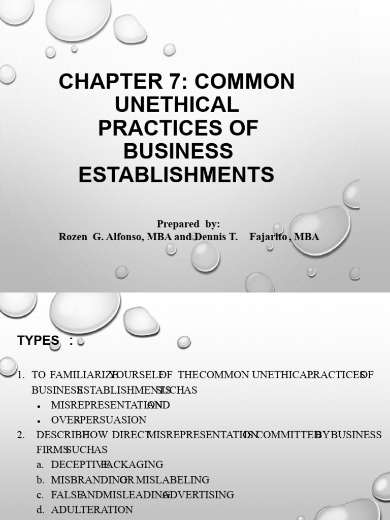 Unethical Business Practices Guide | PDF | Employment | Discrimination
