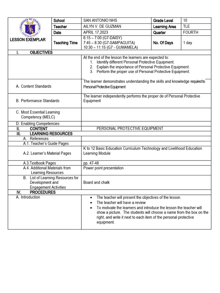 DLL Fourth Quarter Lesson 3 | PDF | Teachers | Learning