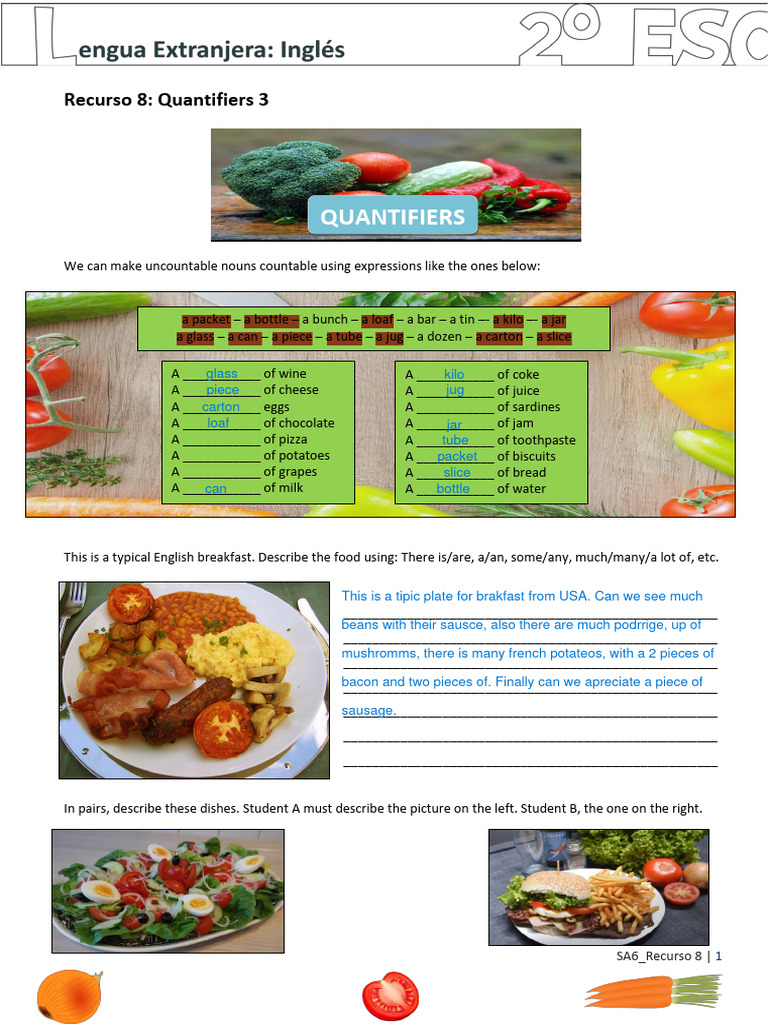 Recurso 8 Quantifiers-3 | PDF | Food And Drink Preparation | Cooking