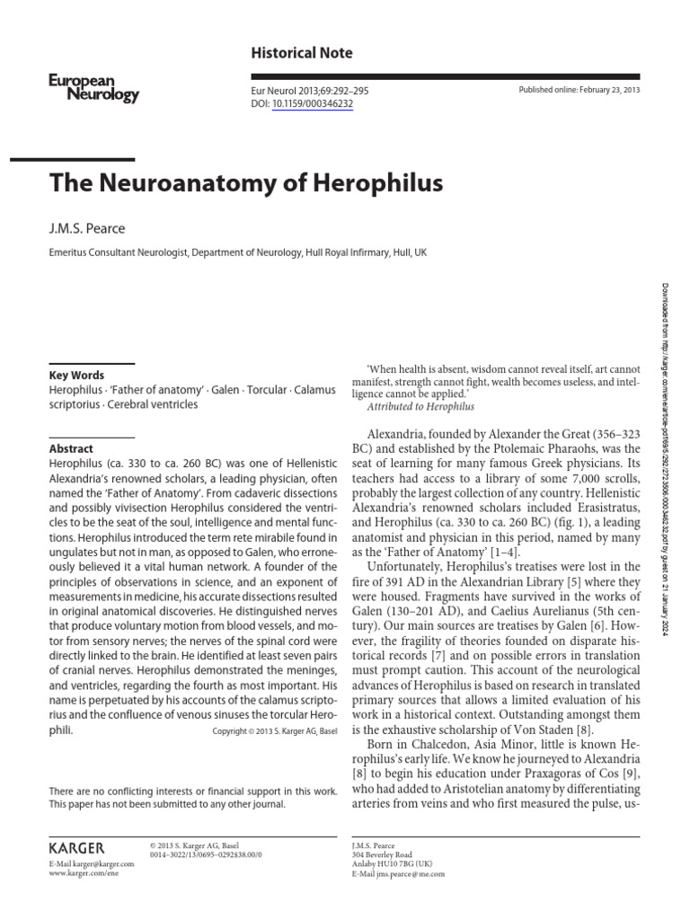 000346232 (The Neuroanatomy of Herophilus) | PDF | Anatomy | Vein