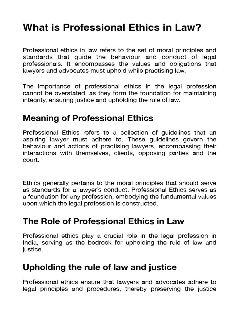 PROFESSIONAL ETHICS | PDF | Advocate | Professional Ethics