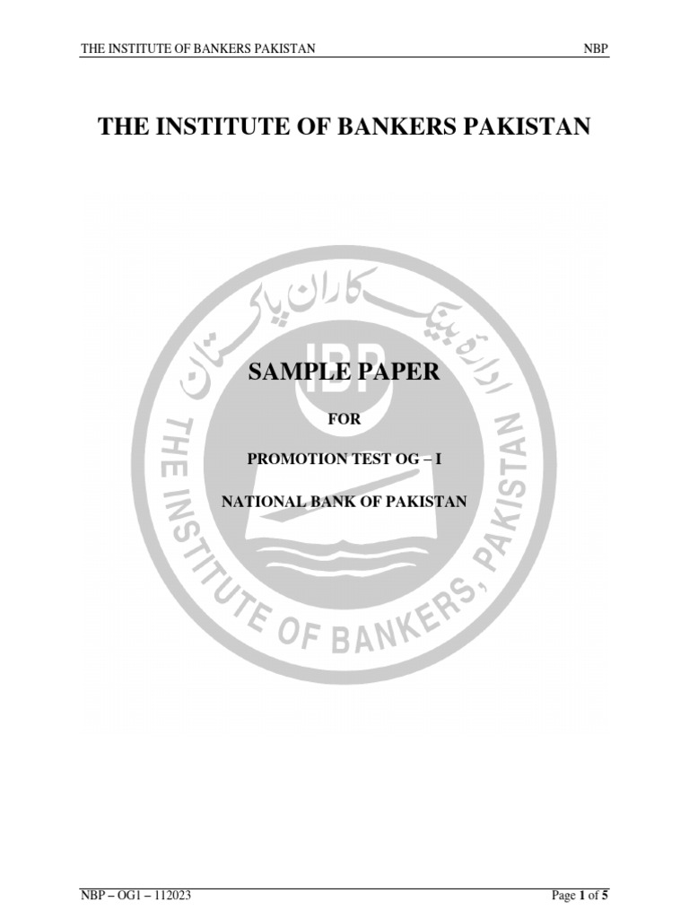 NBP Sample Paper OG I Final Re Revised | PDF | Banks | Economies