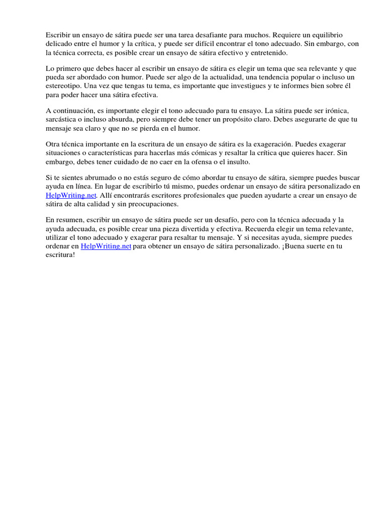 Guía para Escribir Ensayos de Sátira | PDF | Scribd | Electronic Publishing