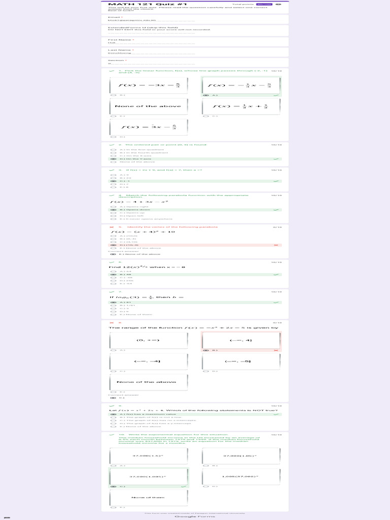 Quiz #1 | PDF | Mathematical Relations | Mathematics