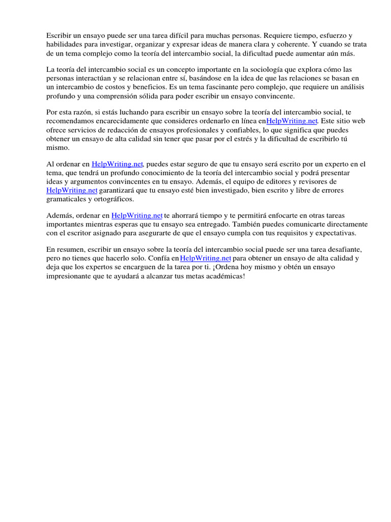 Ensayo Sobre La Teoría Del Intercambio Social | PDF | Ensayos | Sociología