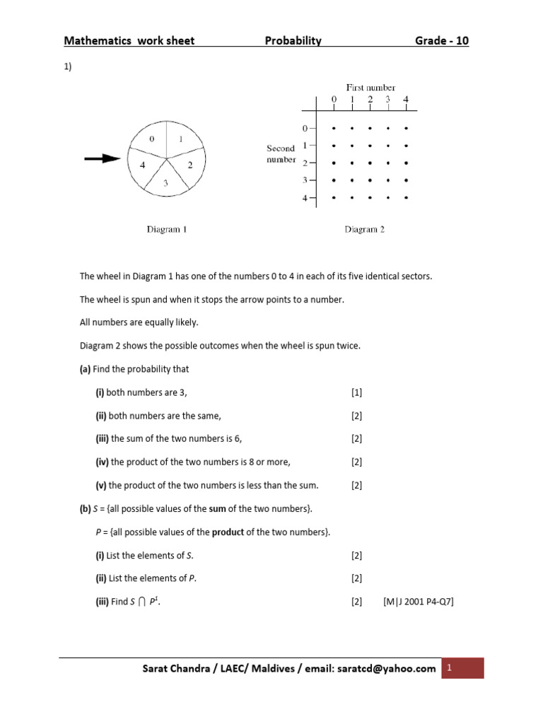 Probability Work Sheet-2 | Download Free PDF | Probability | Probability Theory