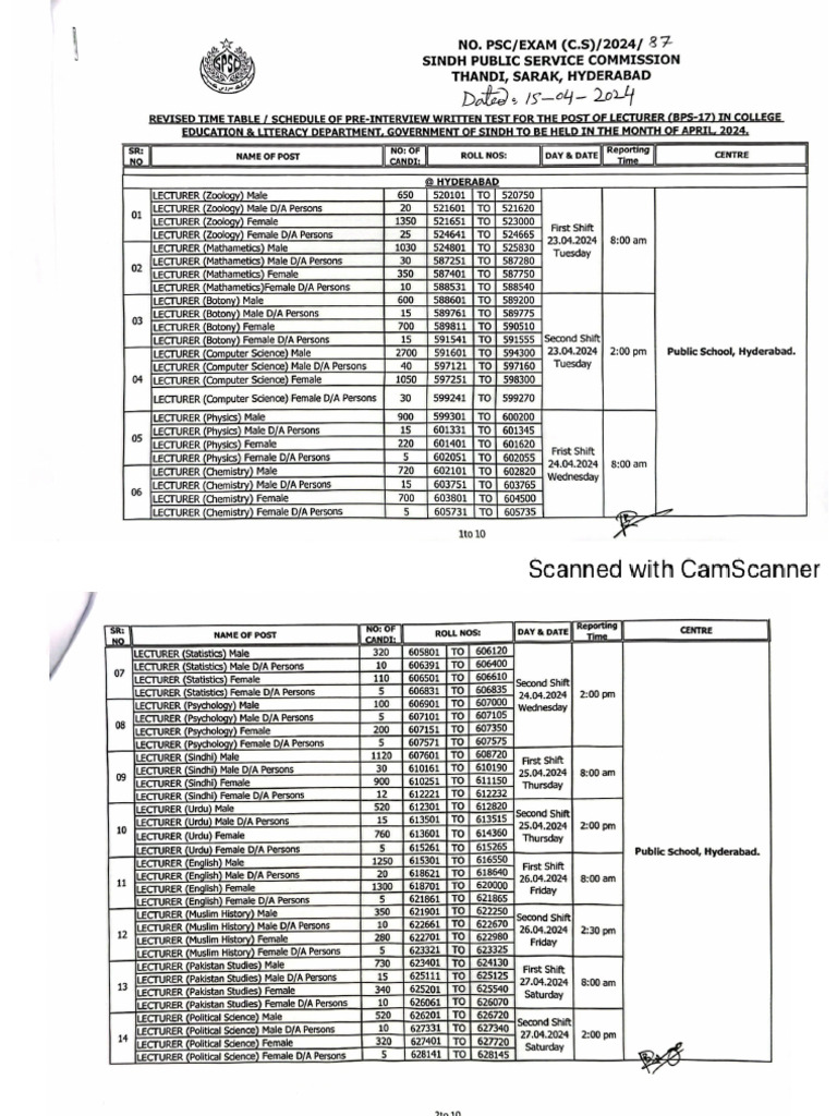 16.04.24_Revised_TimeTable_LECTURER | PDF