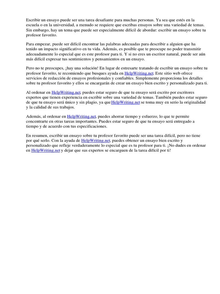 Mi Ensayo Favorito Sobre Mi Profesor Favorito | PDF | Ensayos ...