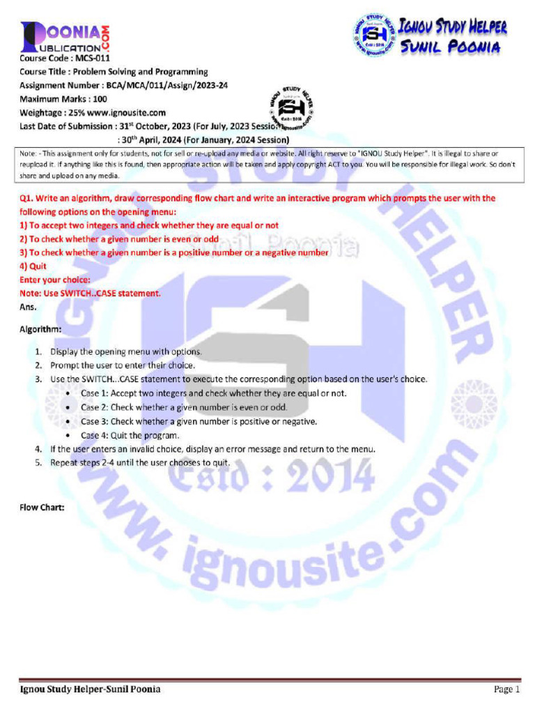 MCS-011 (2023-24) Solved Assignment | PDF