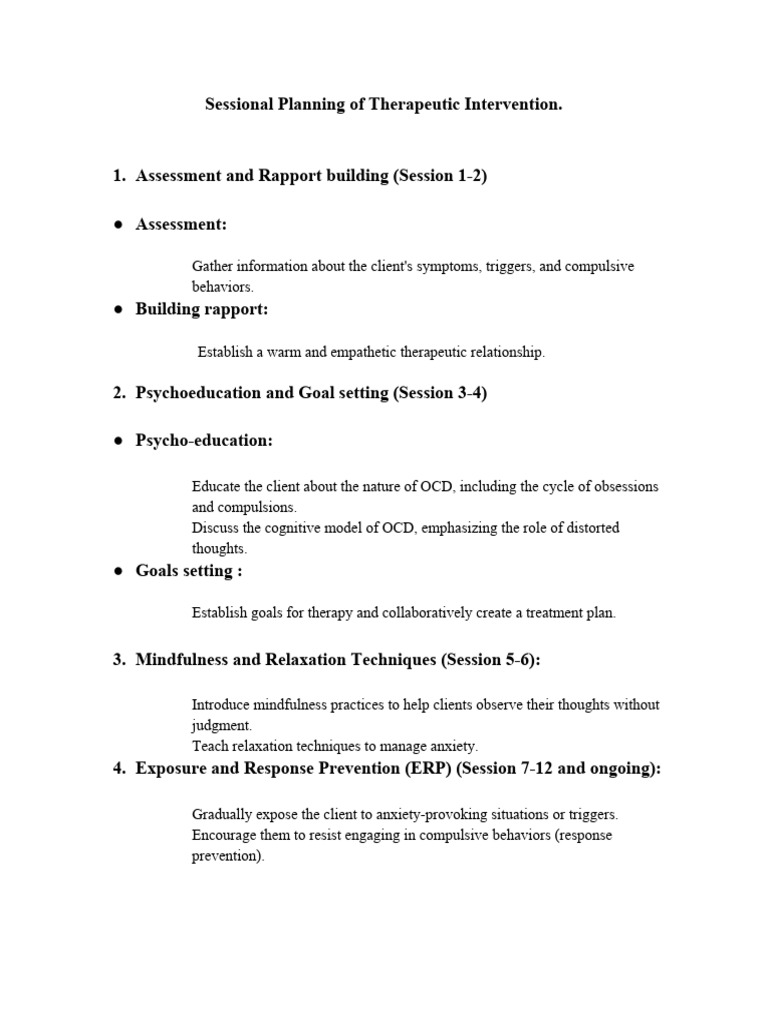 Sessional Planning of Therapeutic Intervention | PDF