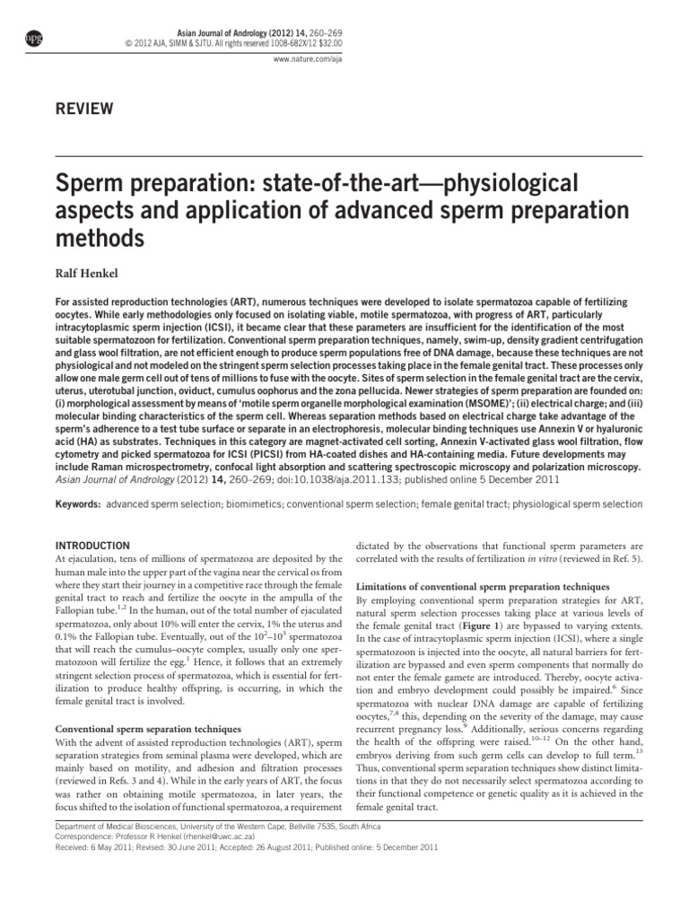 Sperm preparation | PDF | Fertilisation | Sperm
