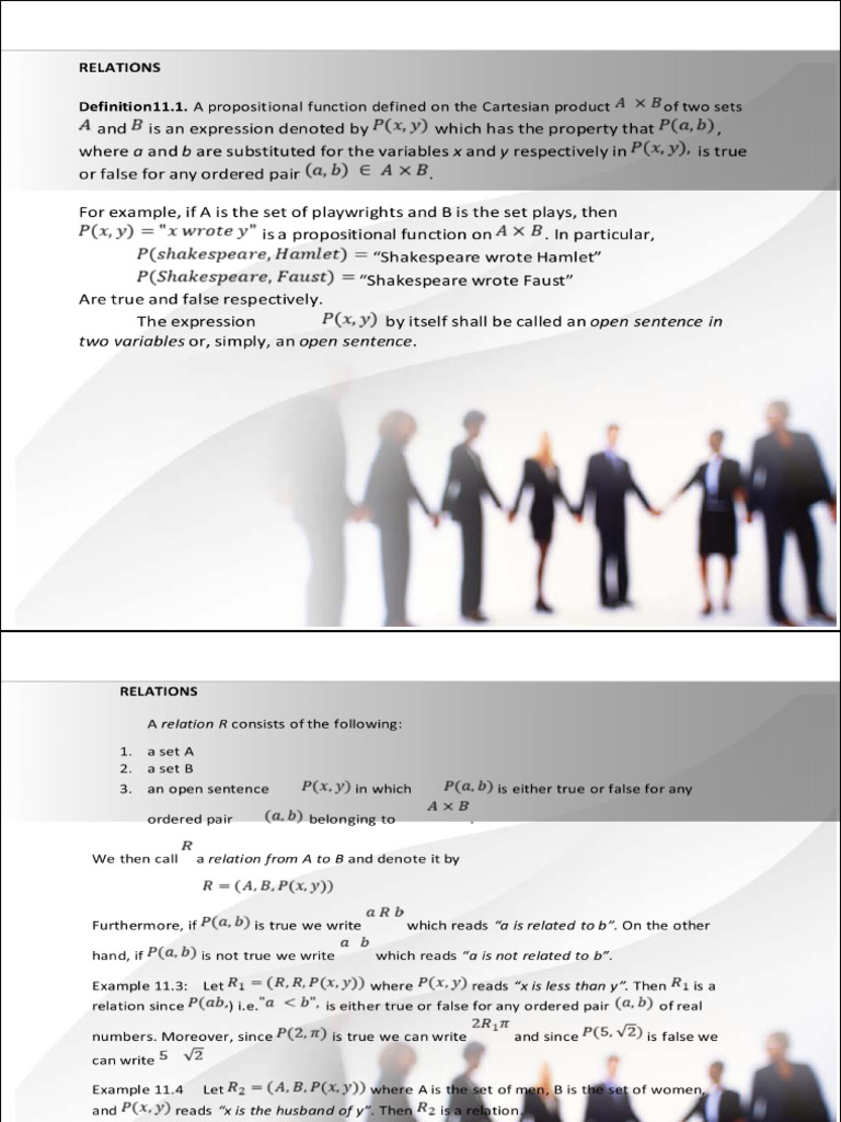 Relations Set Theory | PDF