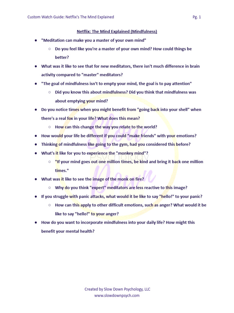 Netflix_ the Mind Explained_ Mindfulness | PDF