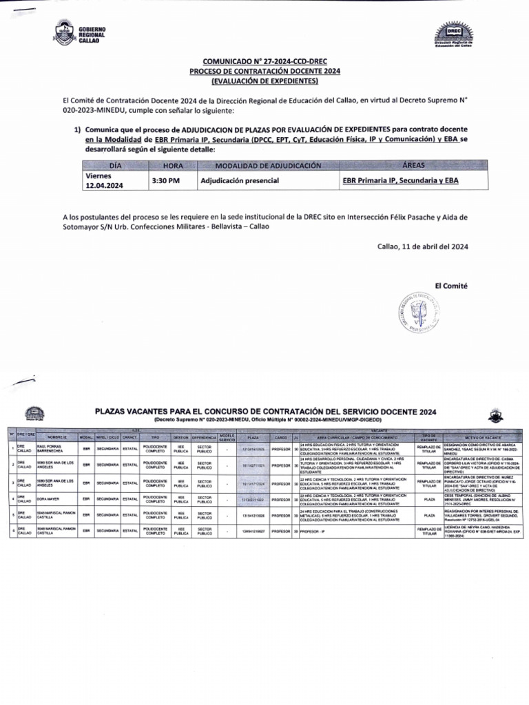 Comunicado 27 2024 CCD Drec | PDF