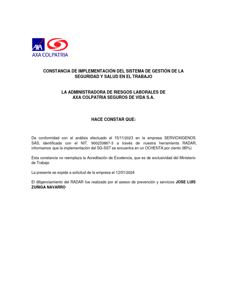 Constancia Axa | PDF