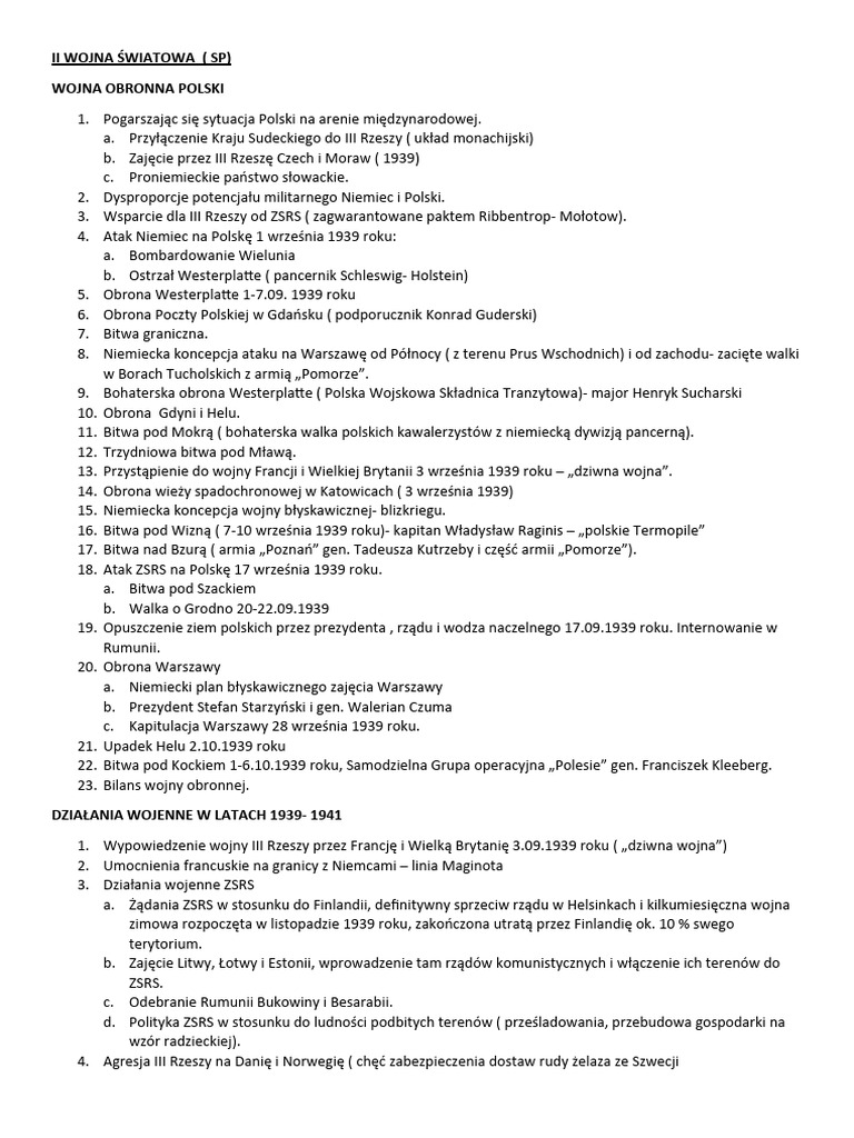II Wojna Swiatowa SP | PDF