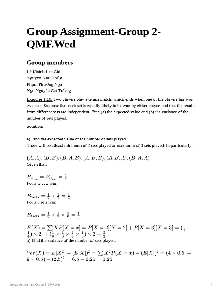 Group Assignment-Group 2-QMF Wed | PDF | Standard Deviation | Statistics
