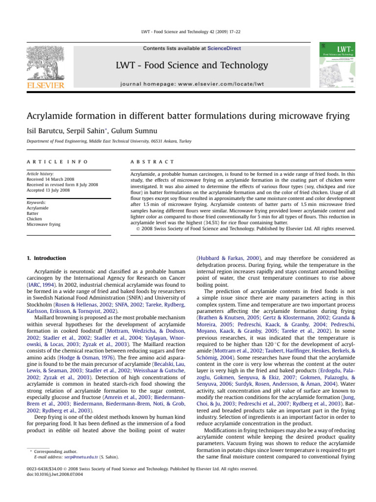 Acrylamide Formation in Different Batter | PDF | High Performance ...