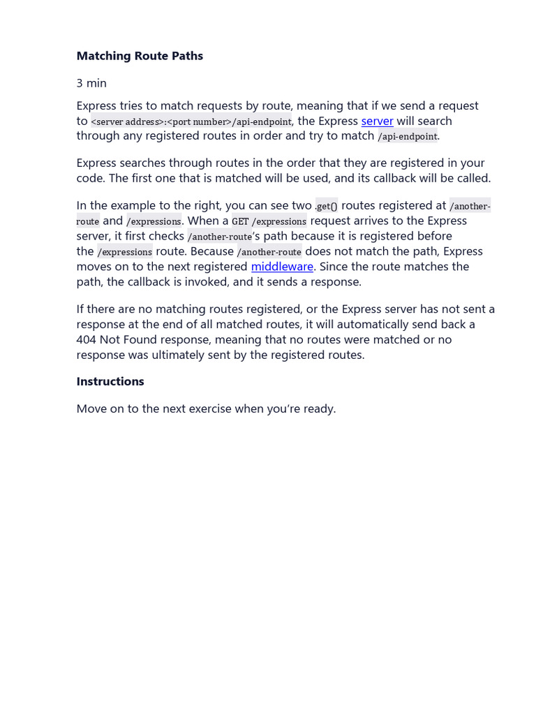 Matching Route Paths | PDF