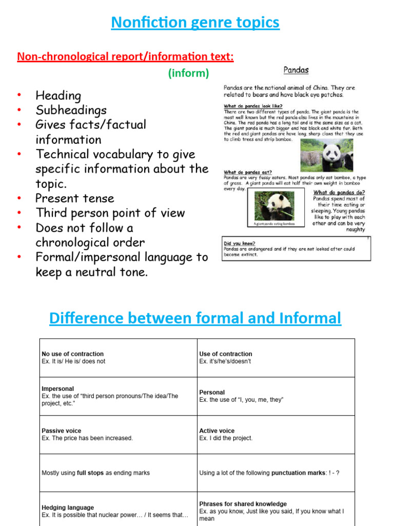 Nonfiction Writing Genres | PDF | Non Fiction | Verb