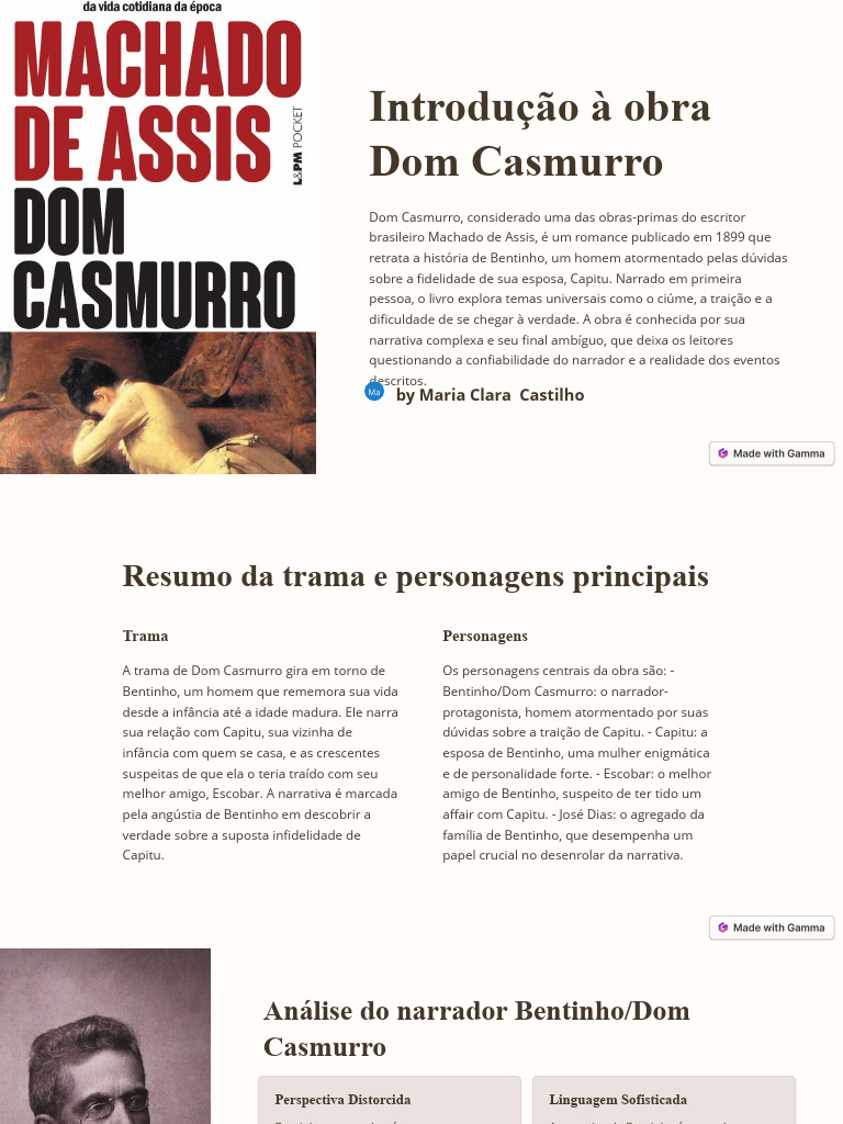 Introducao A Obra Dom Casmurro | PDF | Narrativa