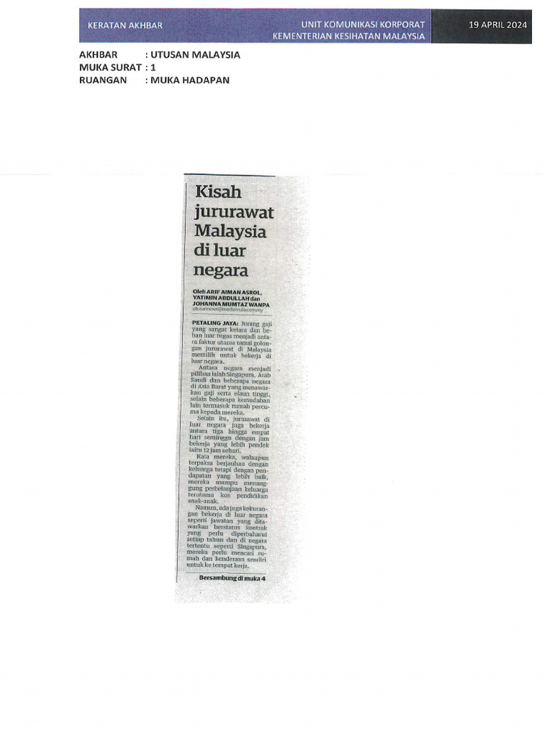 Keratan Akhbar 19.04 .2024 | PDF