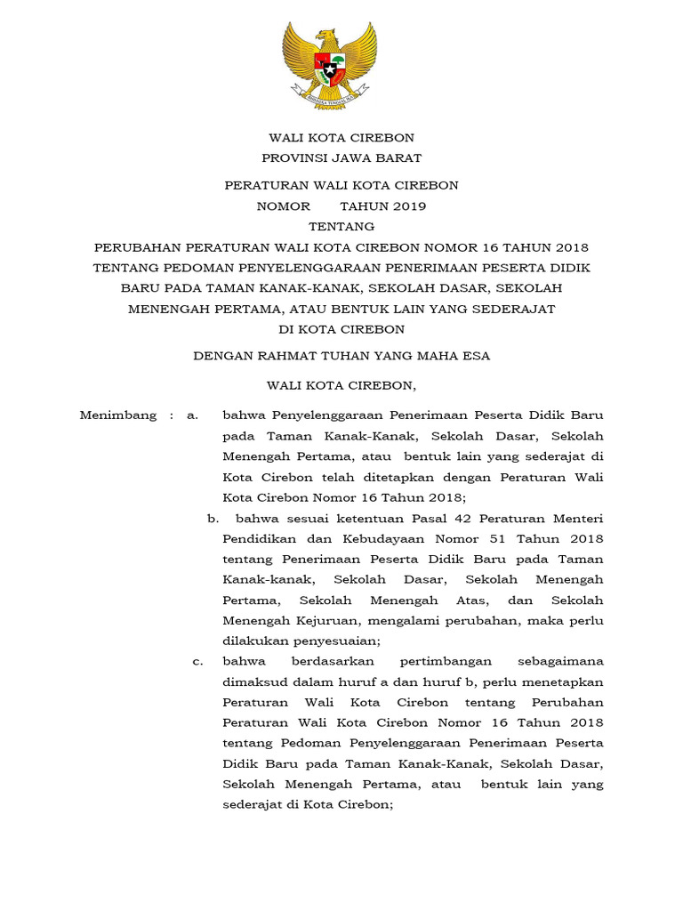 Perwali PPDB 2019 130519baru | PDF