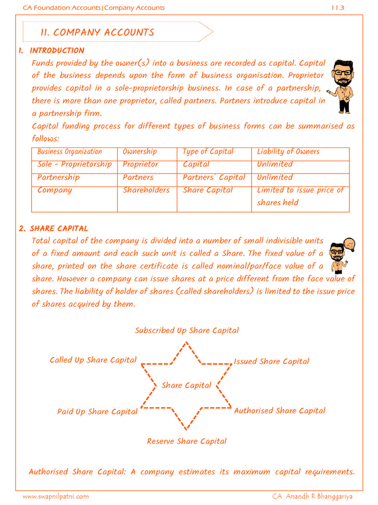 11 CA Foundation Accounts Introduction To Company Accounts Without ...