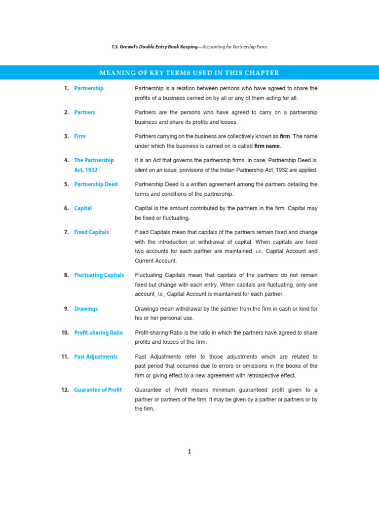 Chapter-1 (Key-Terms and Chapter Summary) | PDF | Partnership | Debits And Credits