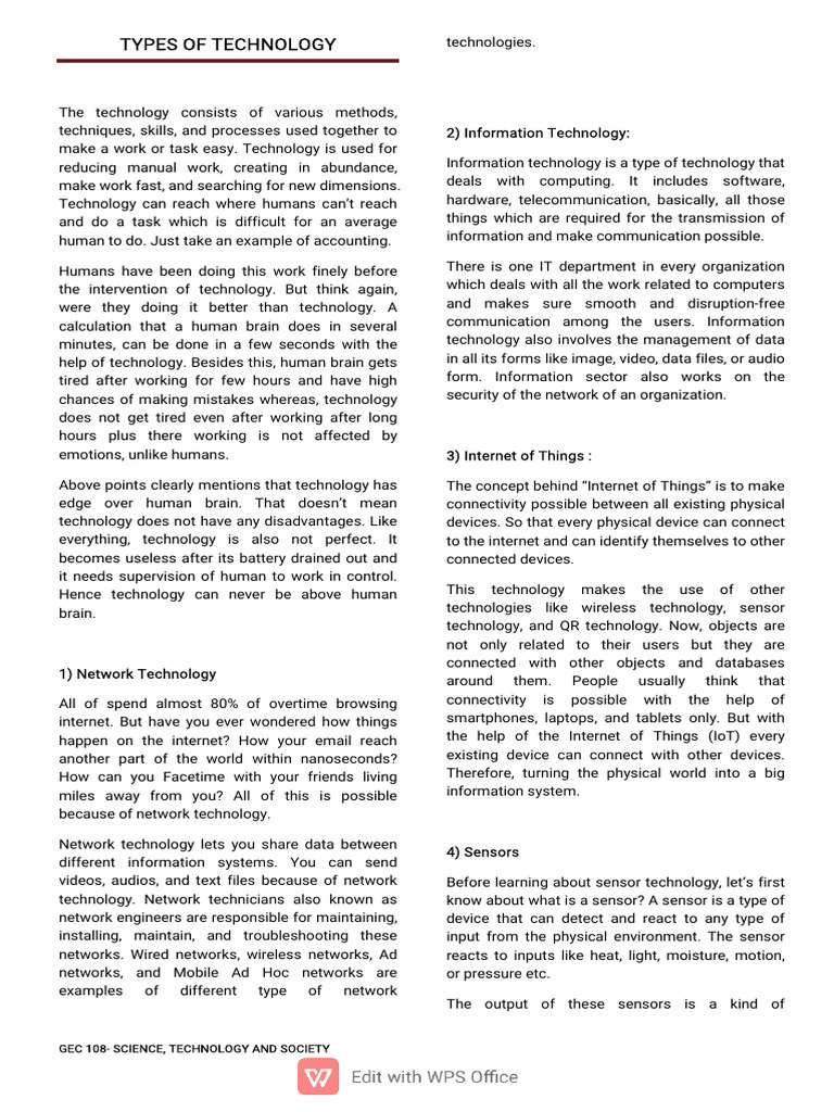 Gec108 - Types of Technology - Doro | PDF