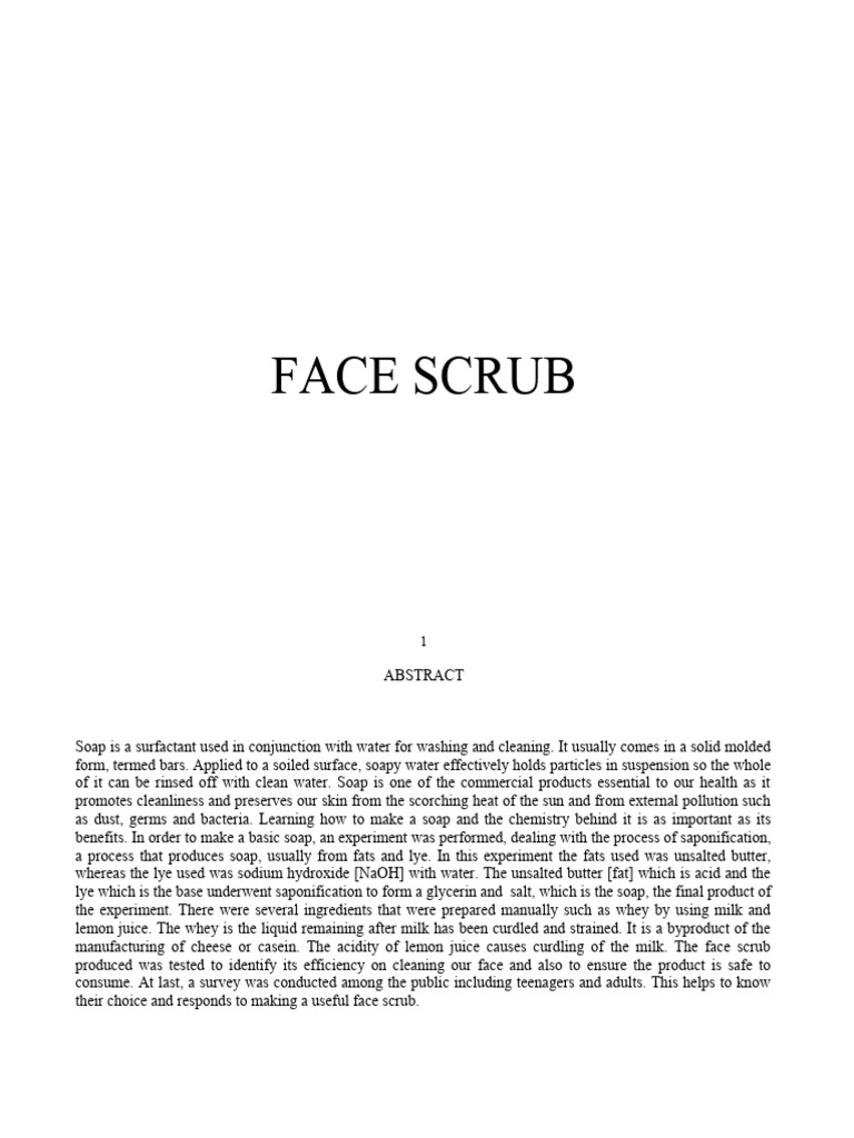 STEM Report (Face Scrub) | PDF | Soap | Sodium Hydroxide