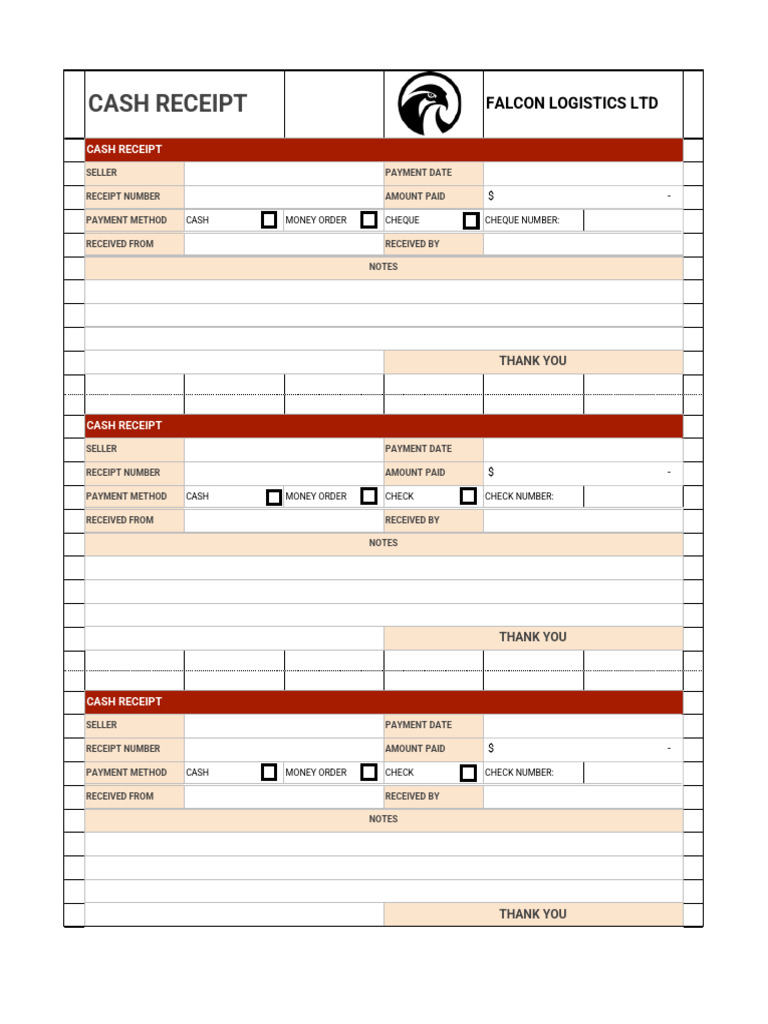 Falcon Cash Receipt Format | PDF