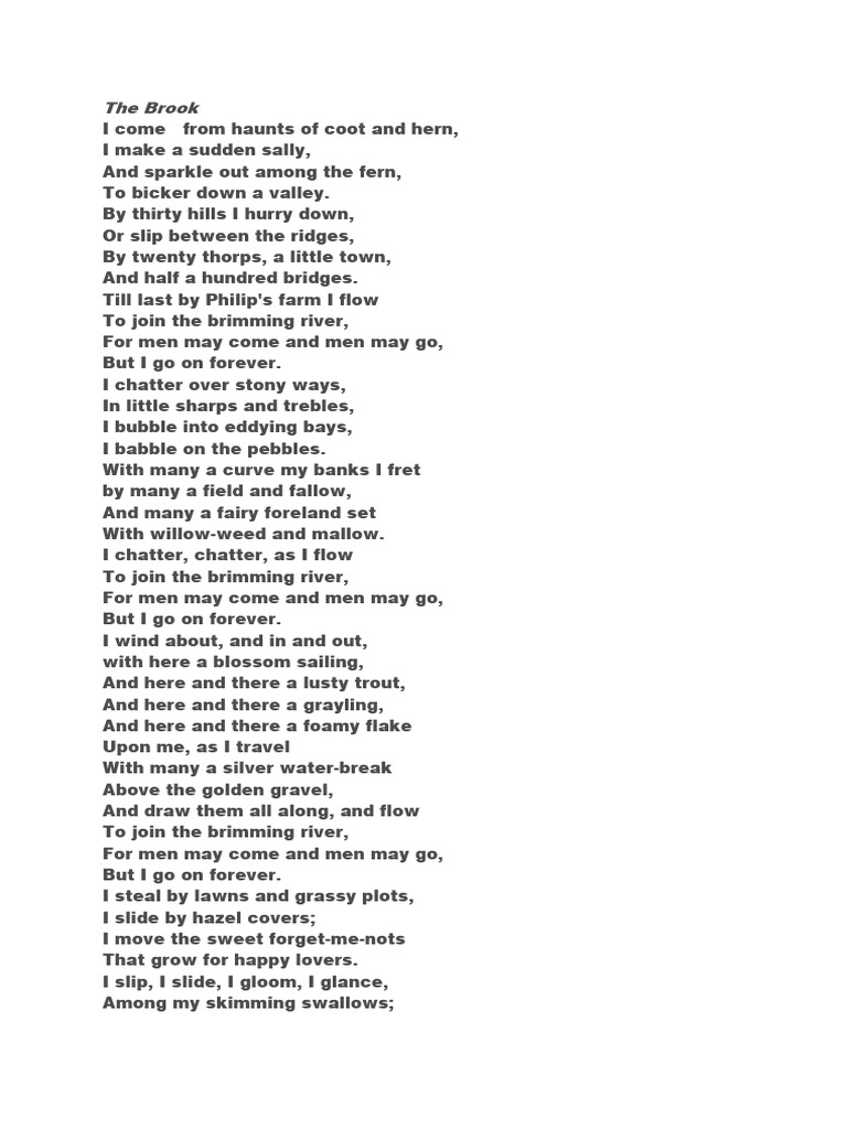 The Brook Poem and Questions | PDF | Poetry