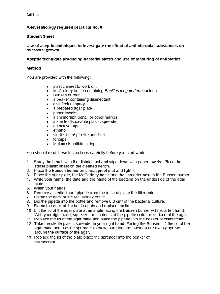 Biology Core Practical 6 Write Up | PDF | Microbiology