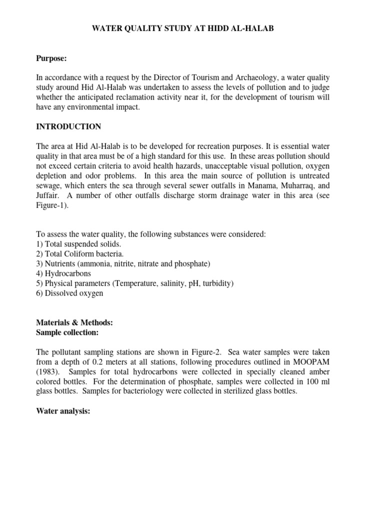 Water Quality Study at Hidd Al Halab | PDF | Water Pollution | Water Quality