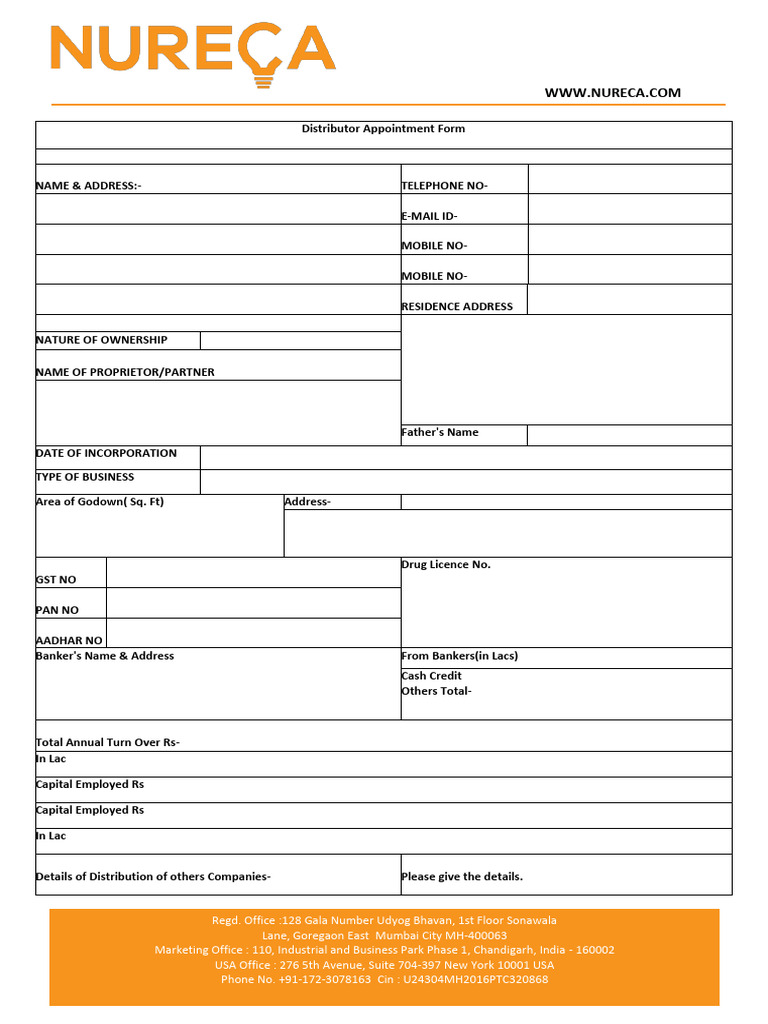 Distributor Appointment Form | PDF | Service Industries | Economies
