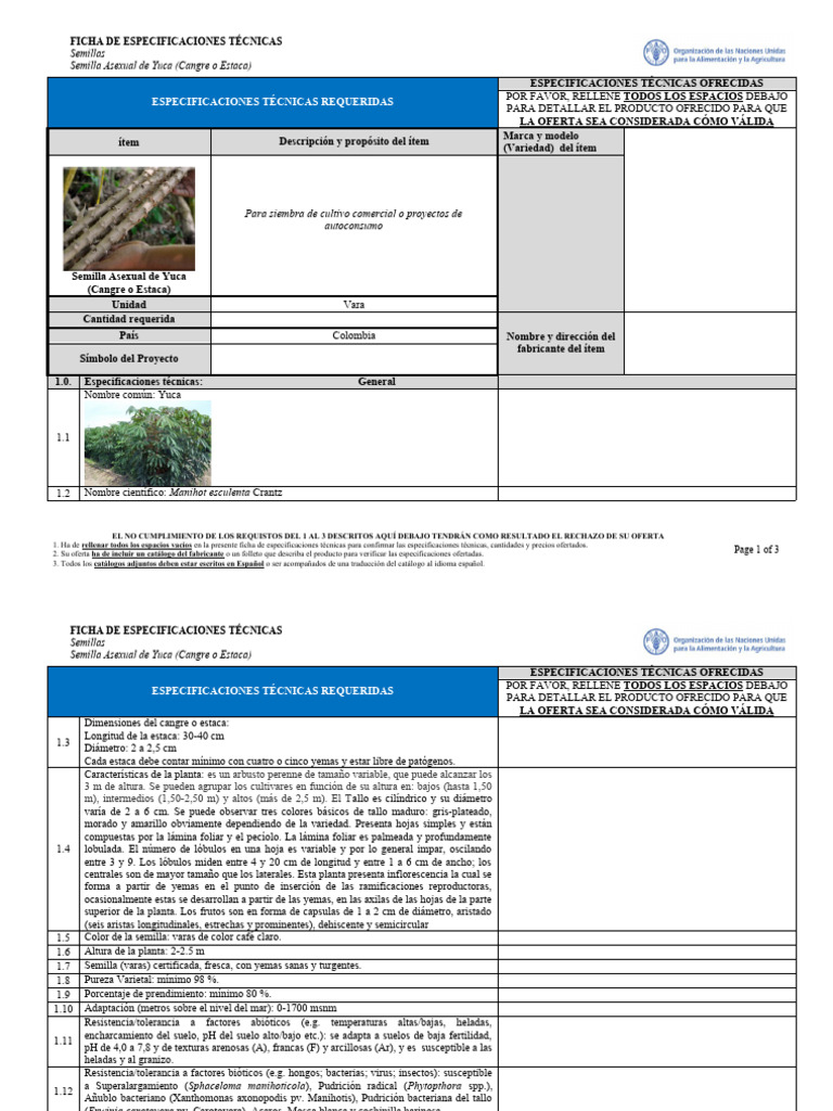 S0186 Semillas Yuca Estaca 30-40cm 041 | PDF | Hoja | Organismos