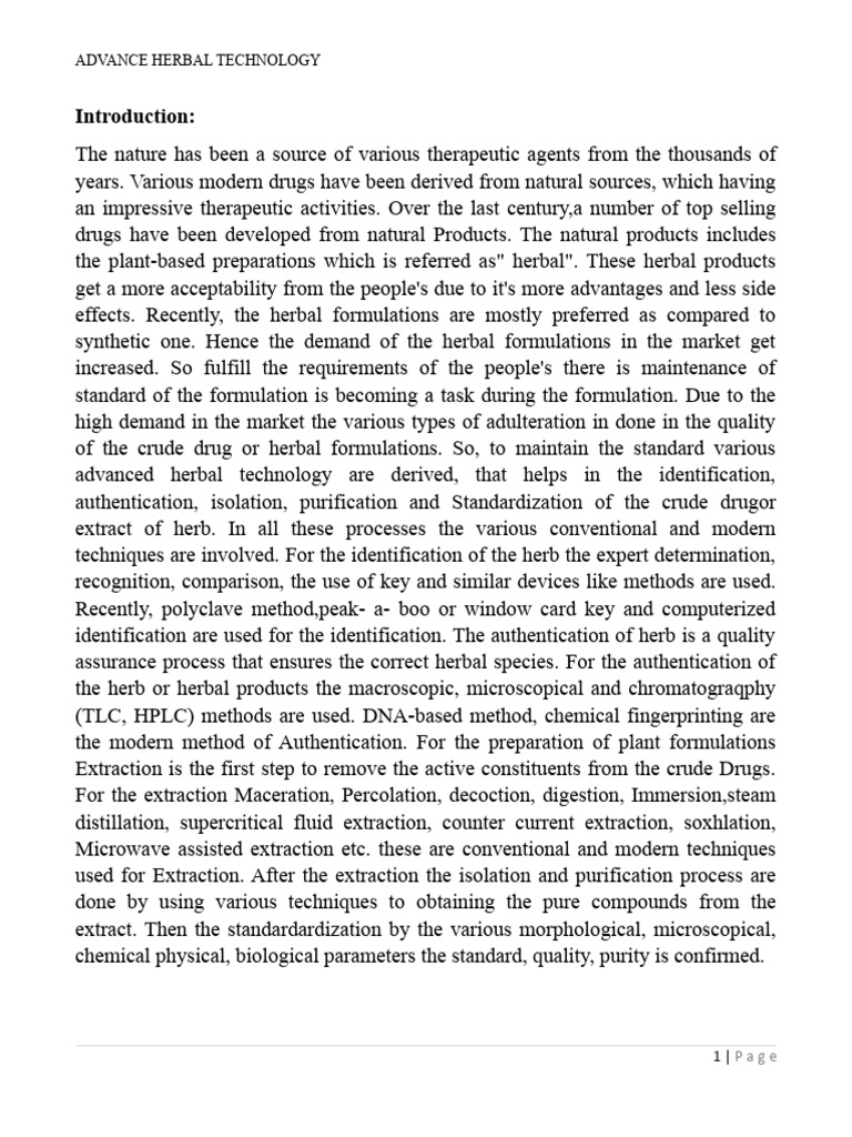 Advanced Herbal Technology Overview | PDF | High Performance Liquid ...