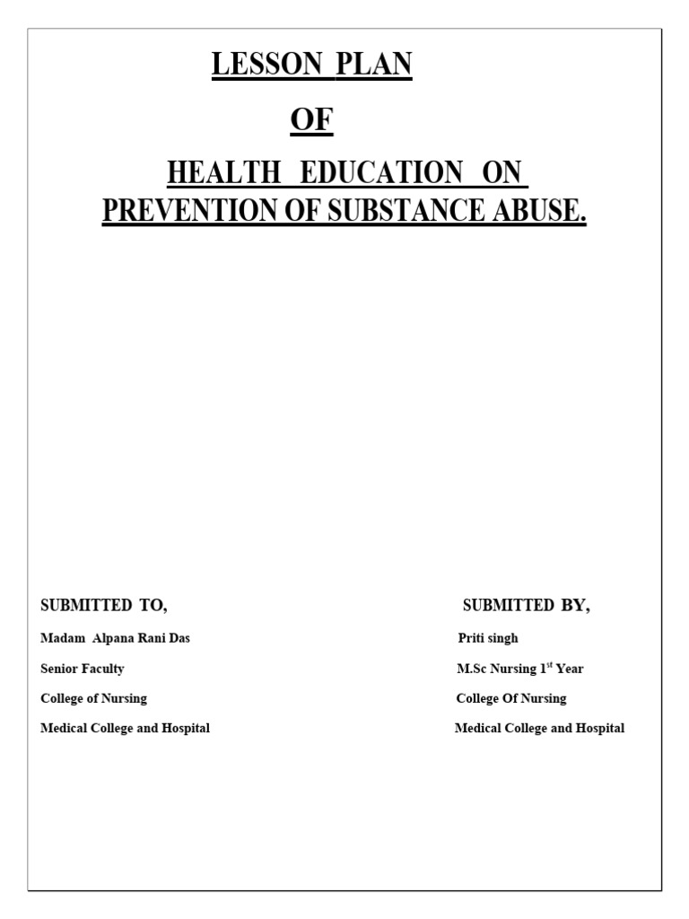 Substance Abuse Prevention Lesson Plan | PDF | Substance Abuse ...