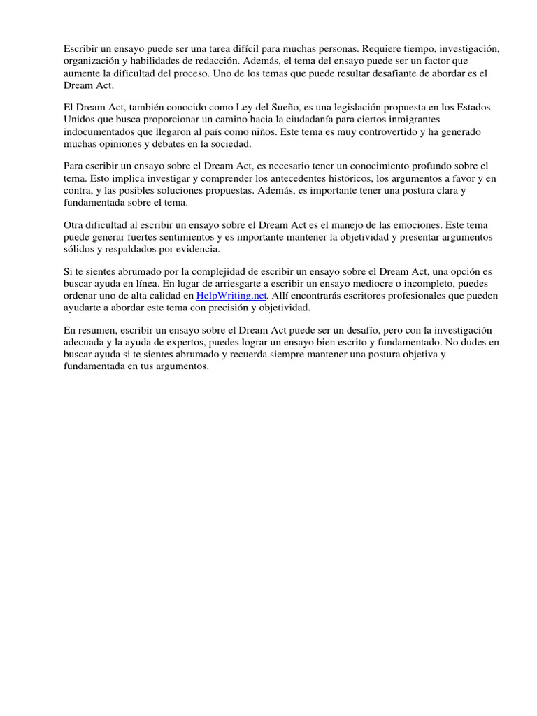 Ensayo Sobre El Dream Act | PDF | Ensayos