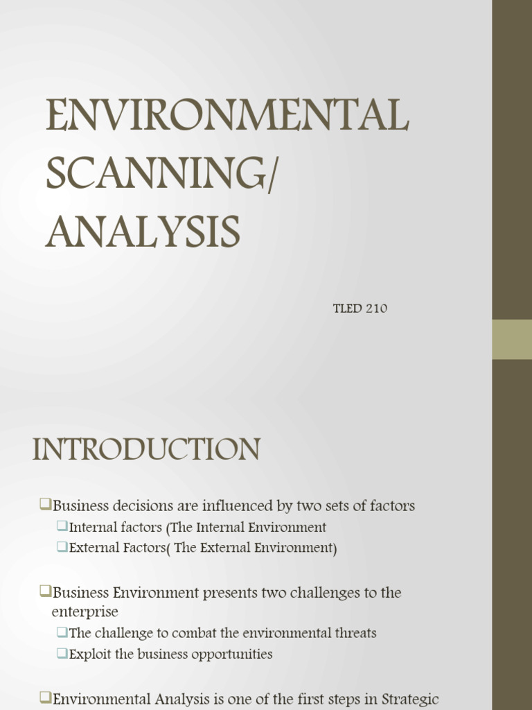 TLED 210 Chapter 2 Lesson 2 Environmental Scanning | PDF | Economies | Business
