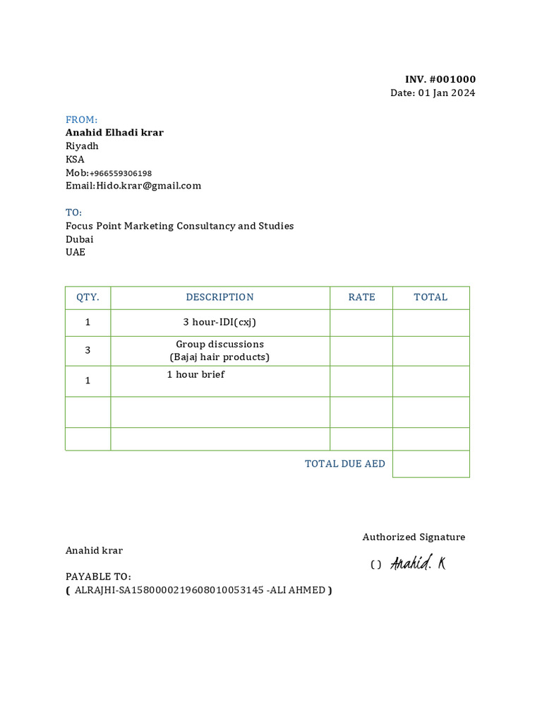 Freelancer Invoice - Format Copy (Signed) | PDF | Business