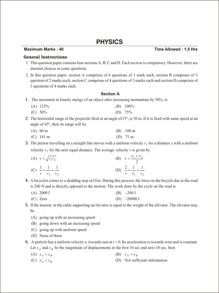 Physics - Sept - Class 11 | PDF | Acceleration | Physical Phenomena