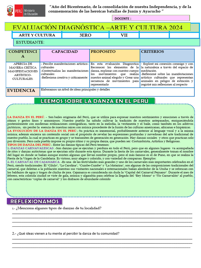 Evaluacion Diagnostica 3er Grado Arte Y Cultura Pdf Carnaval Bailes 2817